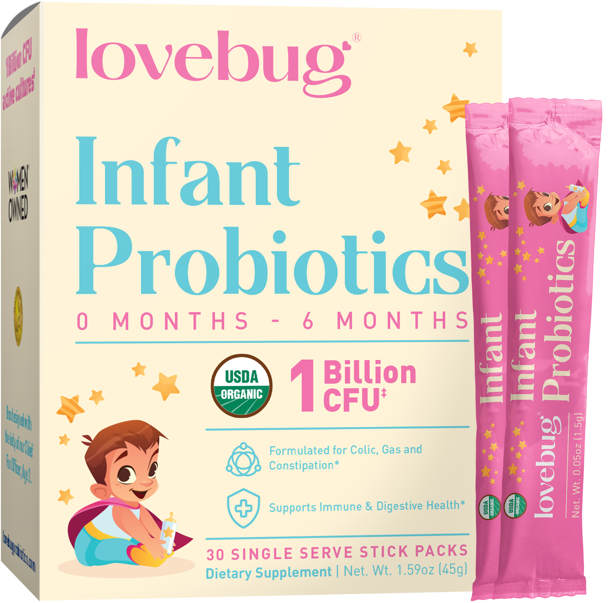 0-6 Months Baby Probiotic Powder with Prebiotic Fiber - Lovebug